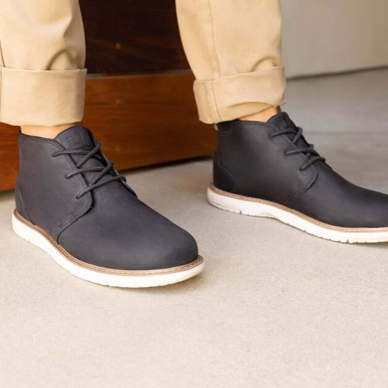 TOMS Men's Navi Boot, Water Resistant Black Leather | Lofty Kicks