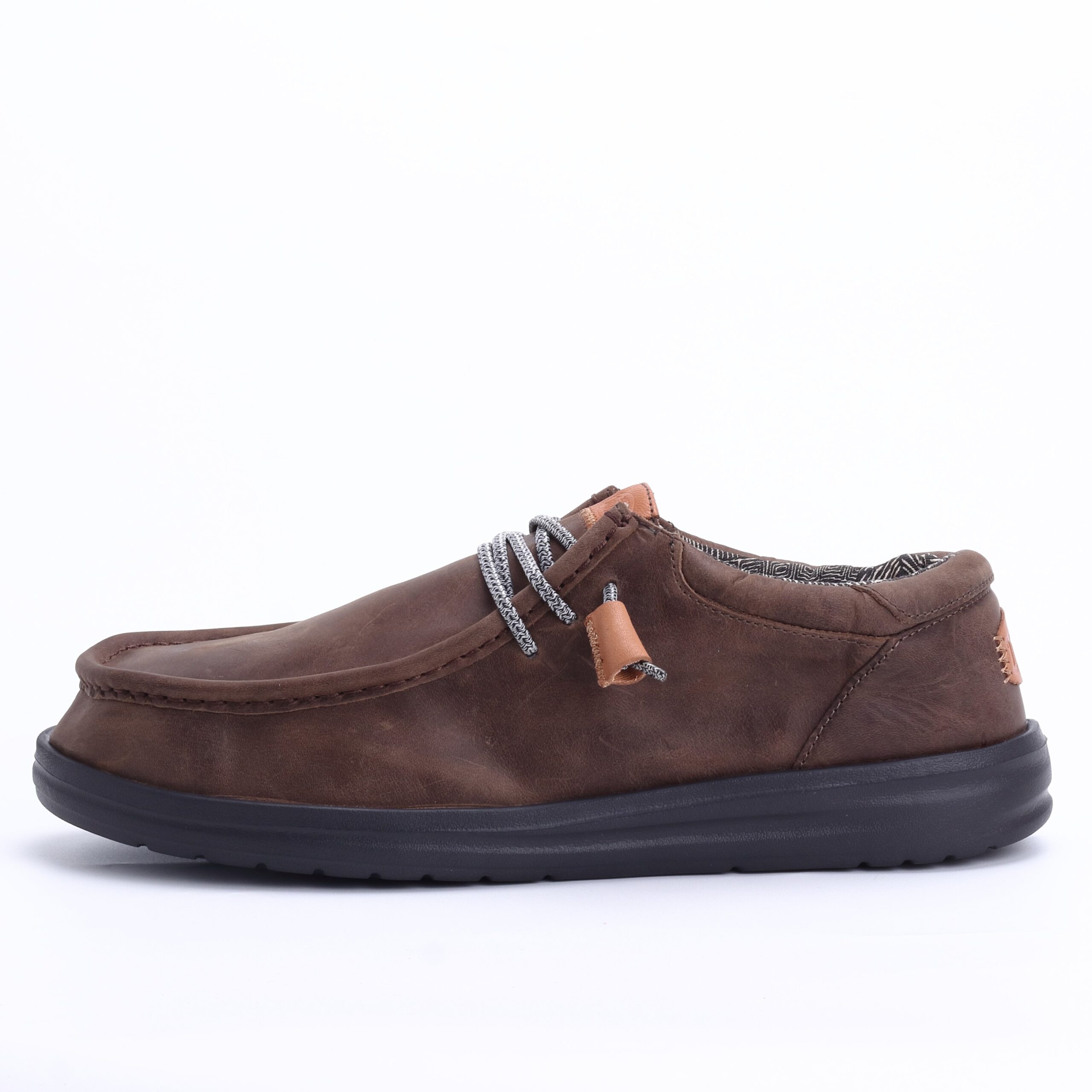 Hey Dude Italian Wally Grip Leather Shoes In Brown | Lofty Kicks